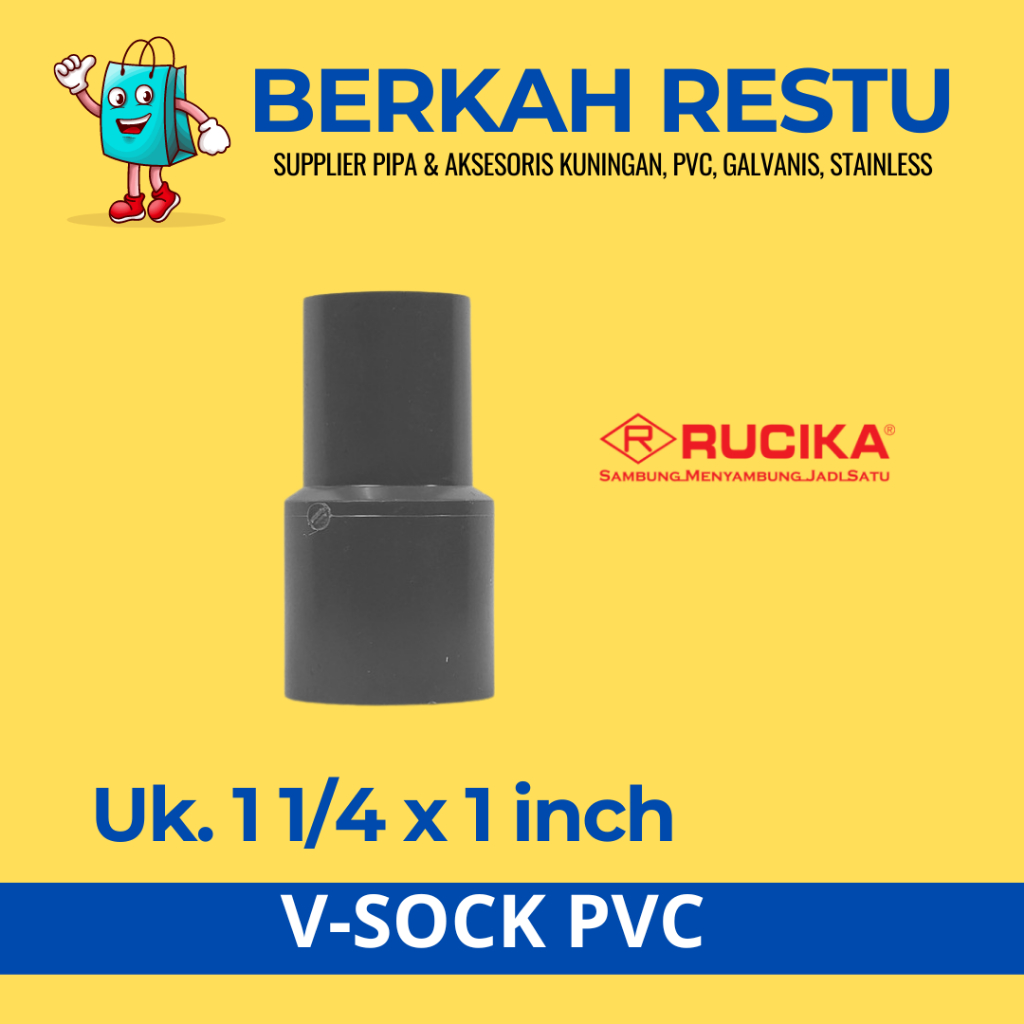 Jual Reducer Sok / Vlok Sok PVC 1 1/4" x 1" Inch Rucika AW | Shopee ...