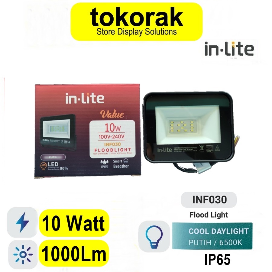 Jual LAMPU SOROT LED IN LITE FLOODLIGHT 10 WATT 10WATT 10W 10 W INLITE INF030 LAMPU TEMBAK TAMAN ...