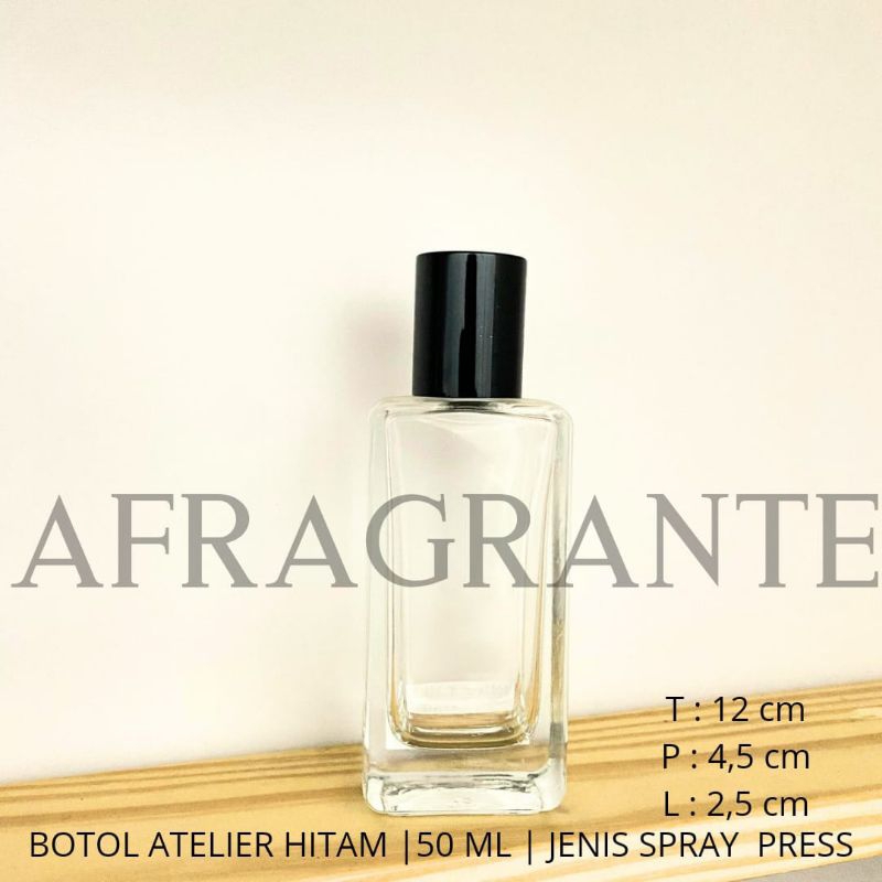 Jual botol parfum ateli*r 50 ml hitam press alat- botol parfum luxury ...
