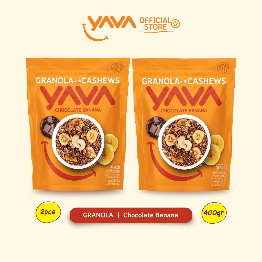 Jual YAVA Twin Pack Granola Chocolate Banana (2 x 400g) | Shopee Indonesia