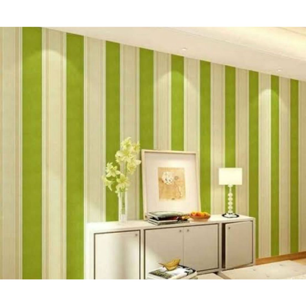 Jual Wallpaper Dinding Sticker Dinding Salur Abu-abu Emas Minimalis/Wallpaper dinding salur ...