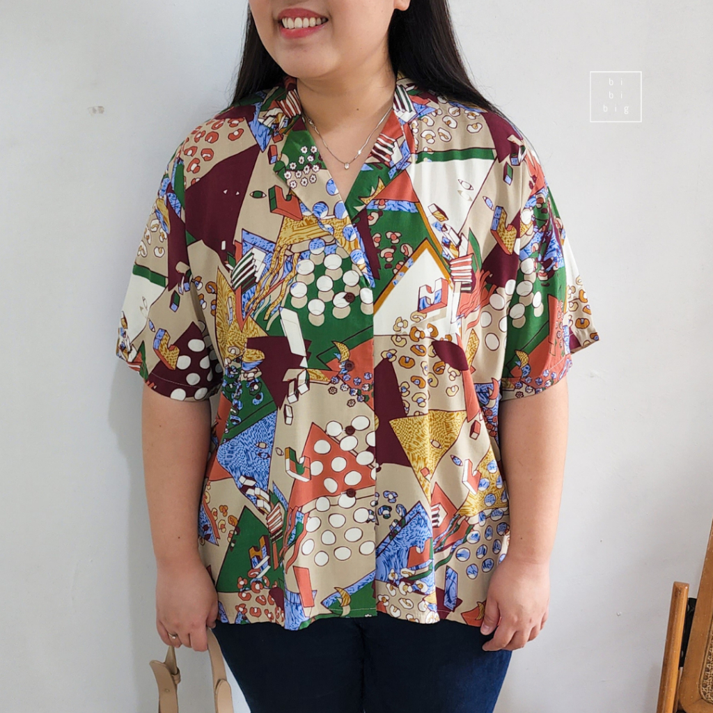Jual BIBIBIG - KEMEJA RAYON MOTIF - Baju Wanita Big Size / Plus Jumbo ...