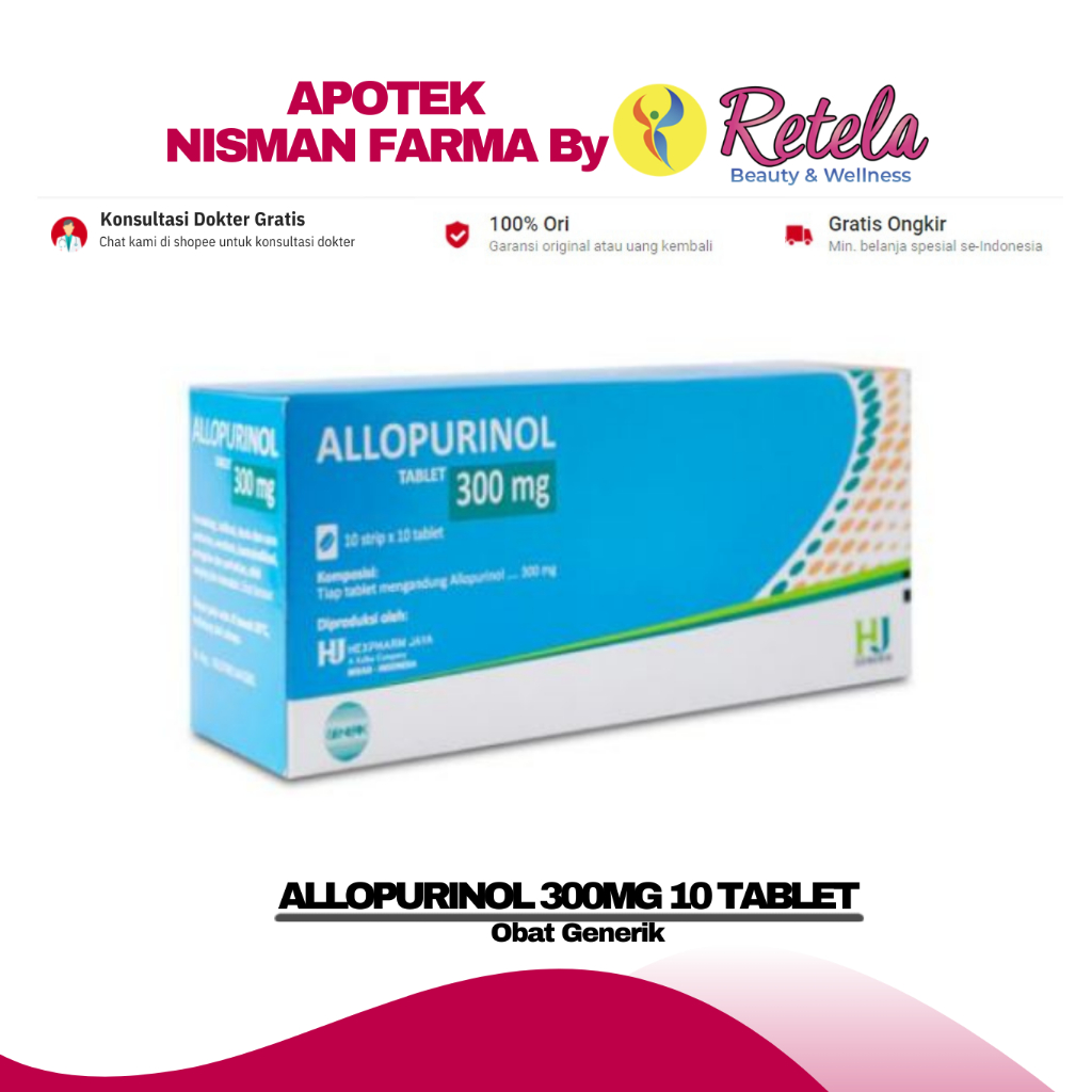 Jual ALLOPURINOL 300MG 1 STRIP 10 TABLET | Shopee Indonesia