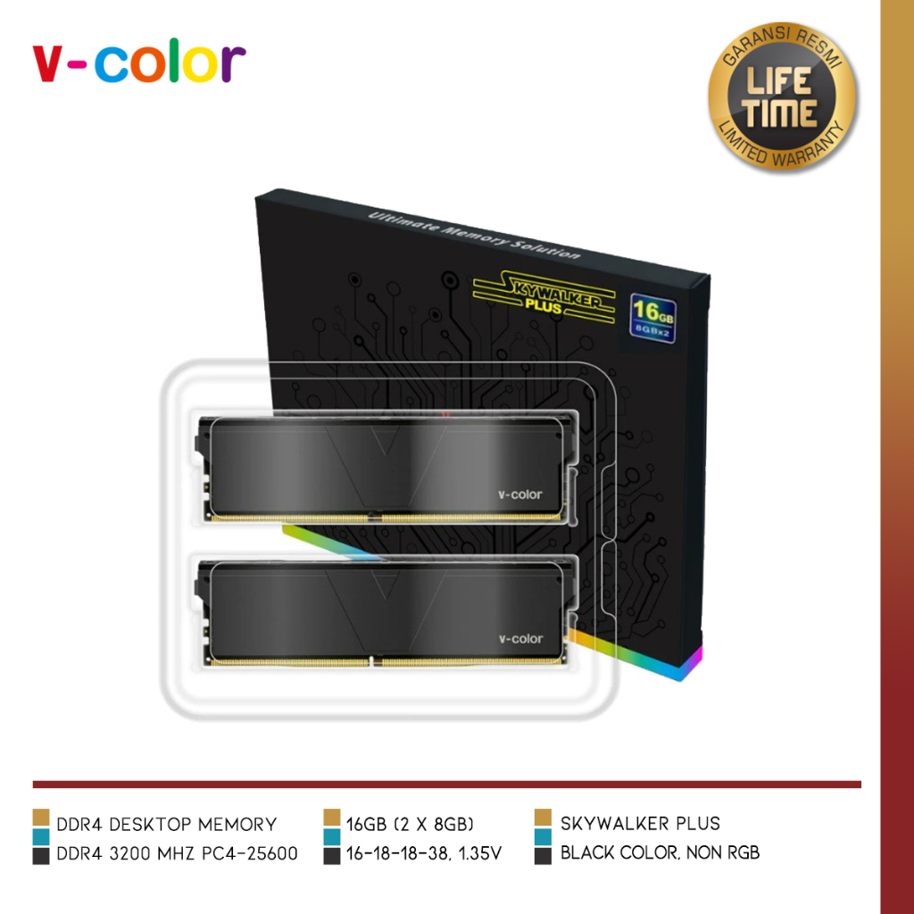 Jual V-COLOR Skywalker Plus 16GB (2x8GB) DDR4 3200MHz Black | Shopee ...