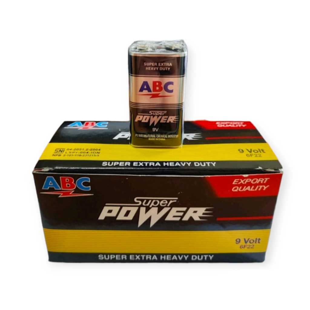 Jual BATRE KOTAK 9V ABC baterai batt battery ABC Super Power 9v KOTAK ...