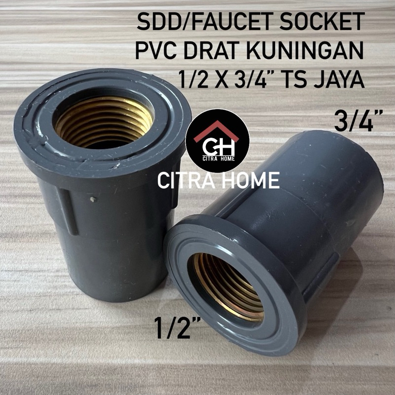 Jual Faucet Socket / SDD PVC Drat Kuningan 1/2 x 3/4” TS Jaya | Shopee ...