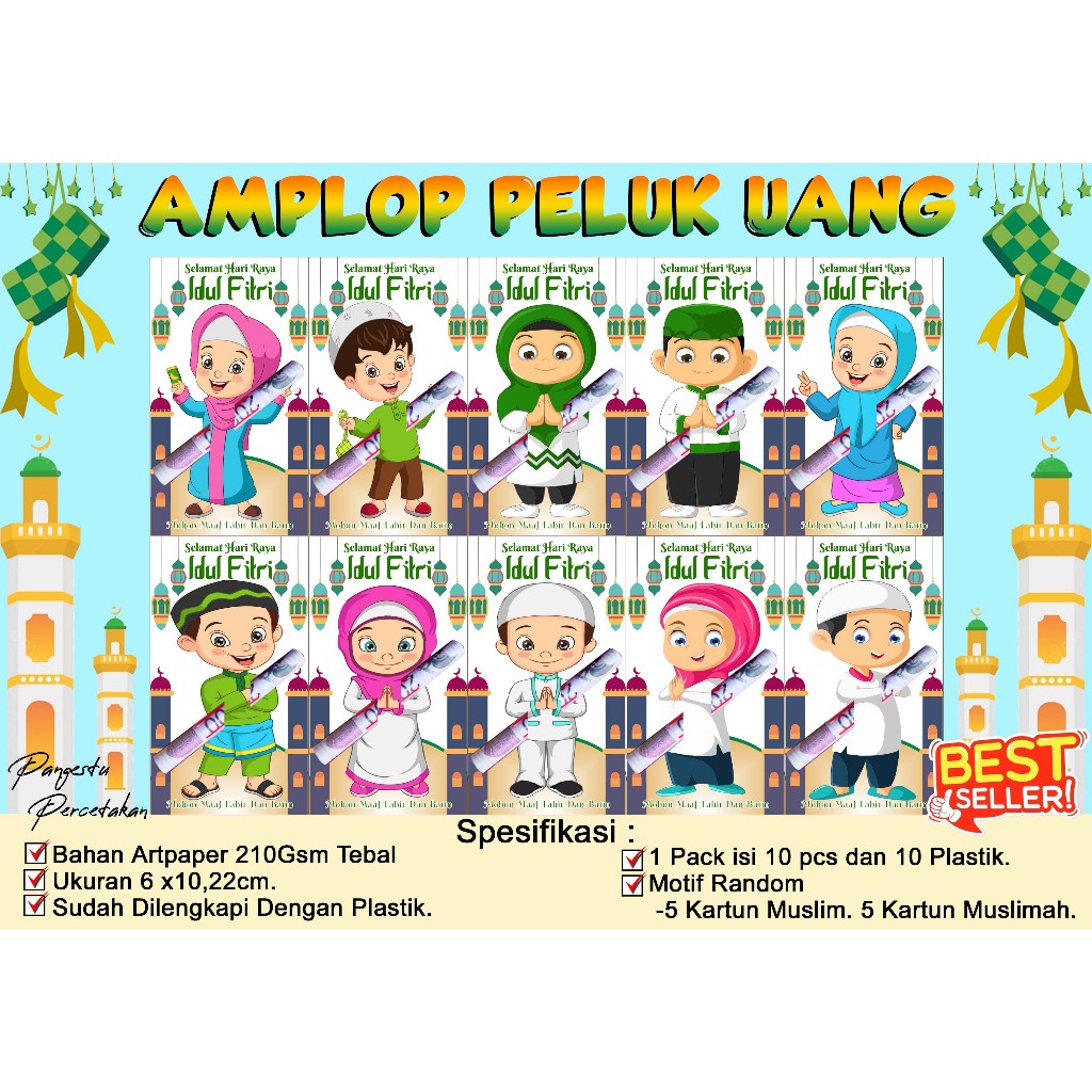Jual 10pcs Amplop Lebaran Peluk | Amplop Lebaran Unik | Amplop Lebaran ...