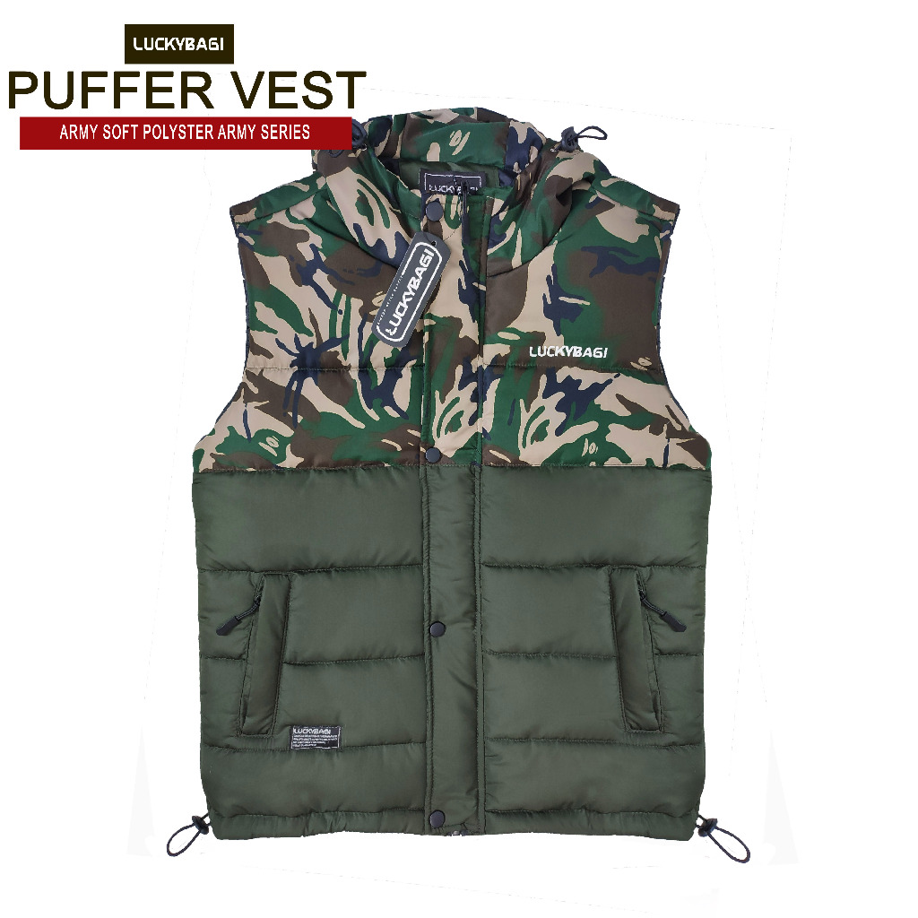 Jual Rompi Pria Vest Puffer Rompi Riding Rompi Hoodie Gelembung Army ...