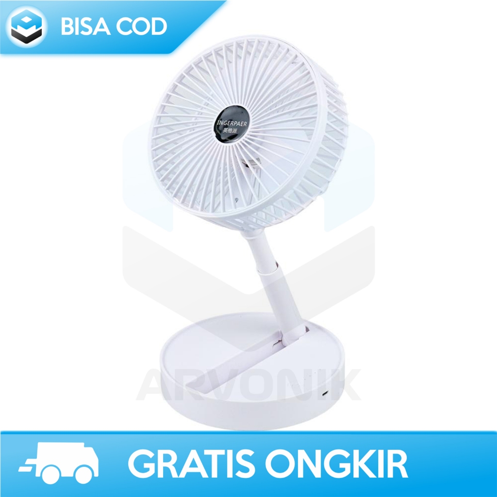 Jual KIPAS ANGIN PORTABLE MINI STANDING 3 KECEPATAN BATERAI CAS 1200mAh ...