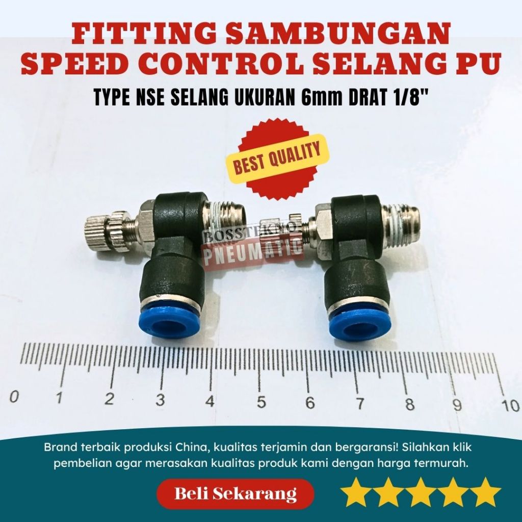 Jual NSE/SL SLIP LOCK Fitting SAMBUNGAN SELANG PU Speed Control UKURAN 6mm DRAT M5 - 1/8" - 1/4 ...