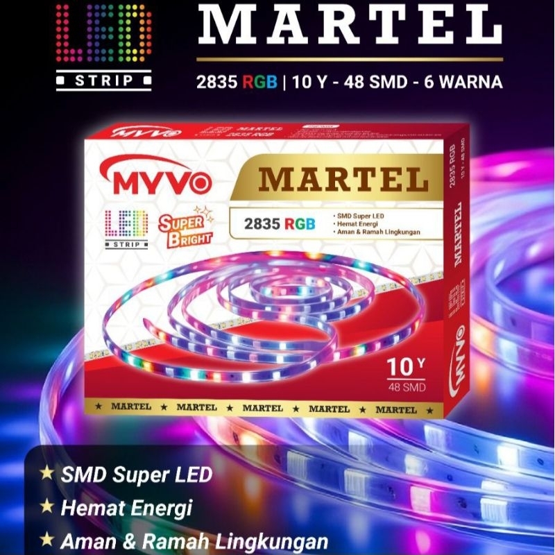 Jual Myvo Lampu LED Strip 2835 RGB 10Y 48SMD Rainbow Warna/i MARTEL ...