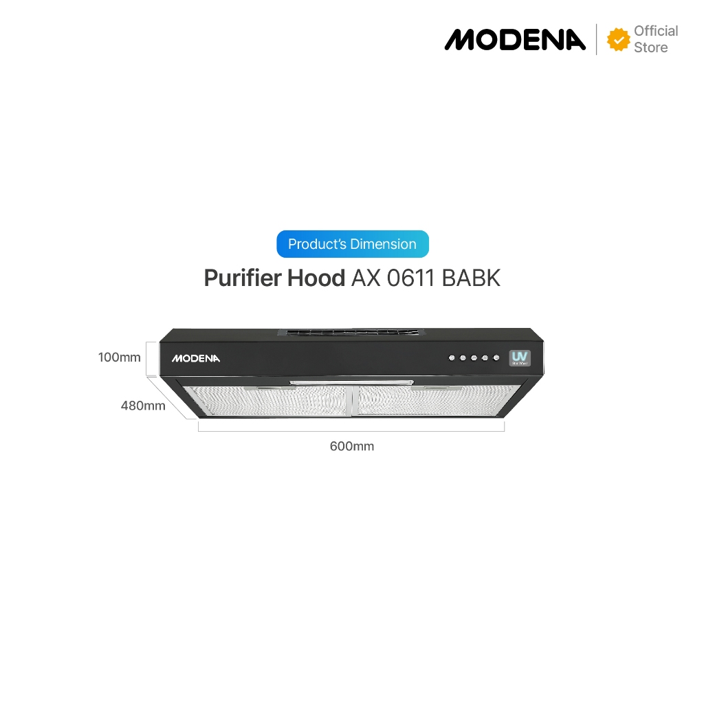 Jual COOKER HOOD PENGHISAP ASAP DAPUR MODENA AX 0611 BABK/Purifier Slim Hood Hybrid MODENA ...