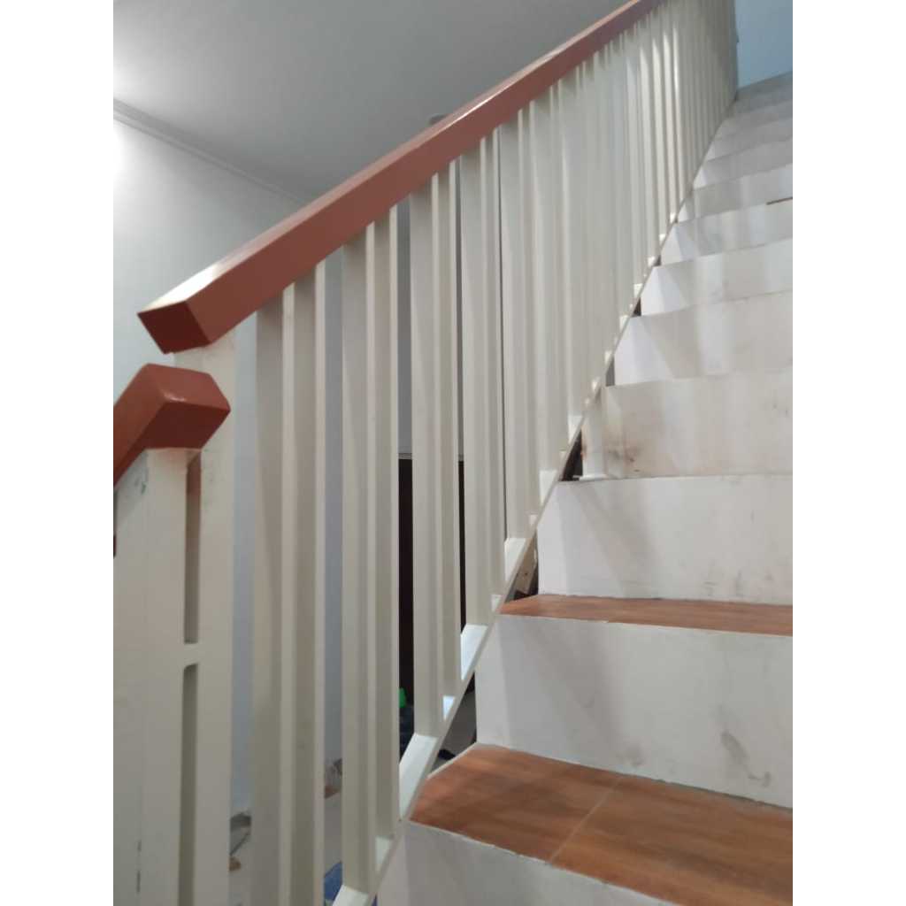 Jual Railing tangga minimalis custom handrail besi cat kayu | Shopee ...