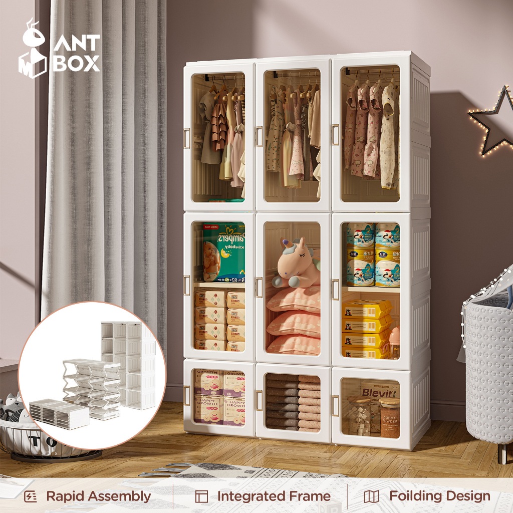 Jual ANTBOX Lemari Pakaian 6 Box - 15 Box 360L- 890L Lemari Baju Wardrobe Pintu Transparan ...