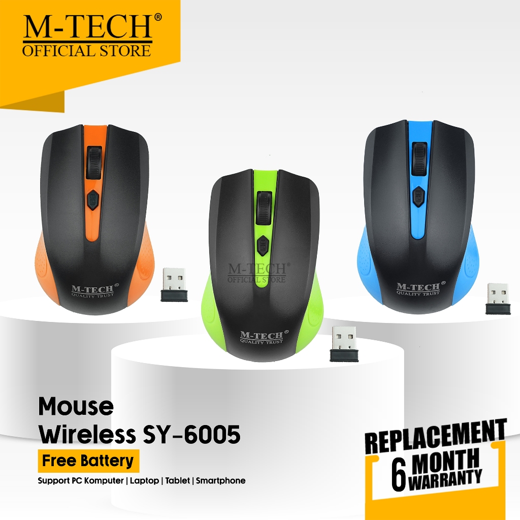 Jual MTECH Mouse Wireless 6005 Gratis Baterai M-Tech Original | Shopee ...