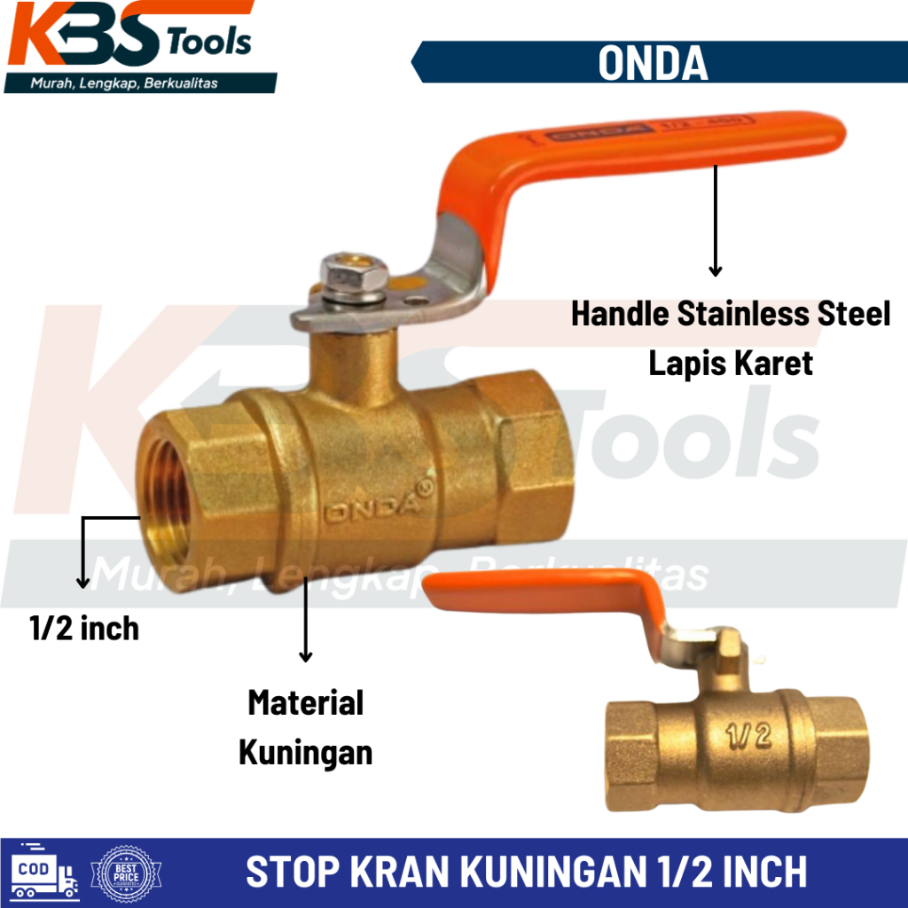 Jual Stop Kran Kuningan 1/2" Inch Keran Brass Valve Ball Onda | Shopee ...