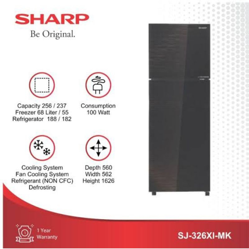 Jual Kulkas 2 pintu SHARP SJ-326 XI MK J-tech inverter (kapasitas 256 liter) | Shopee Indonesia