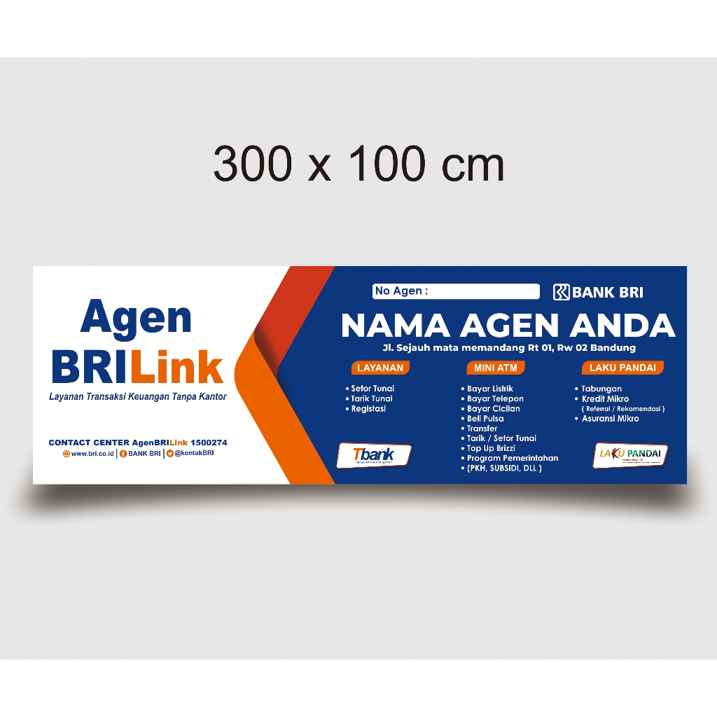 Jual SPANDUK BANER AGEN BRILINK ATM 3 x 1 meter bahan 440 gram | Shopee ...
