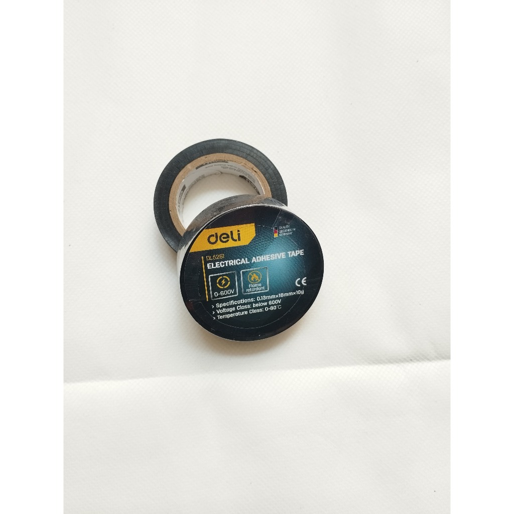 Jual Isolasi Listrik Hitam/Deli Electical Tape / Isolasi Listrik 0.13mm ...