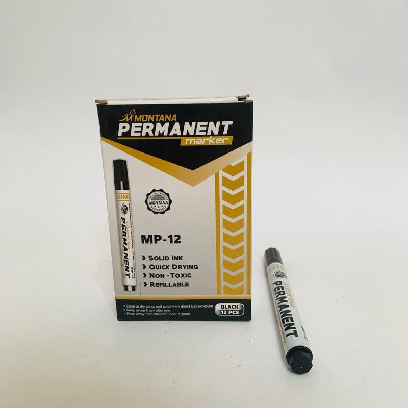 Jual Spidol MONTANA Permanent MP 12 Hitam (1 Pak 12 Pcs) | Shopee Indonesia