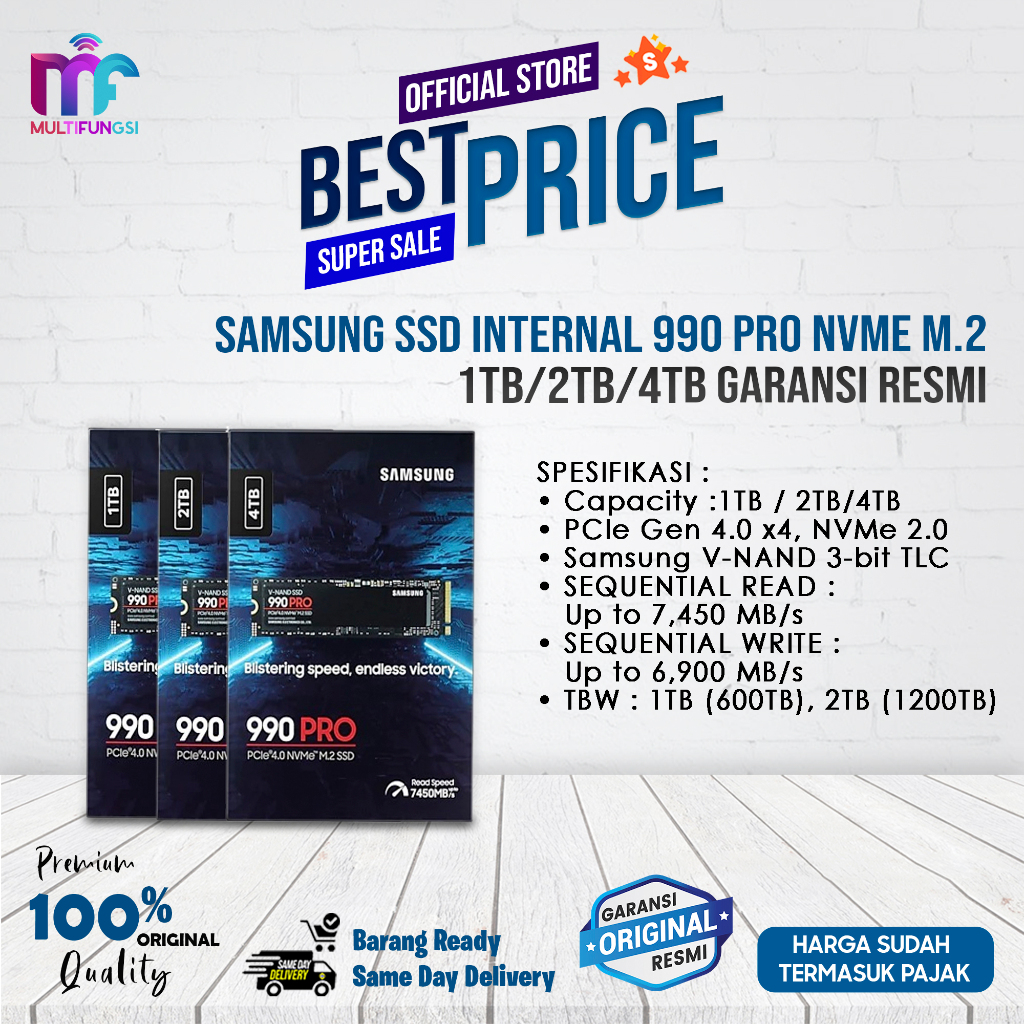 Jual Samsung SSD Internal 990 PRO NVMe M.2 1TB/2TB/4TB Garansi Resmi | Shopee Indonesia