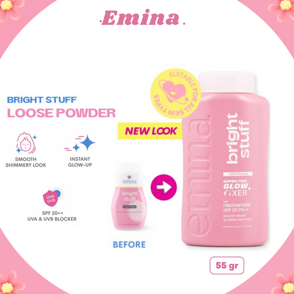 Jual Emina Bright Stuff Loose Powder 55 g - Bedak Tabur Cerah Instan Matte | Shopee Indonesia