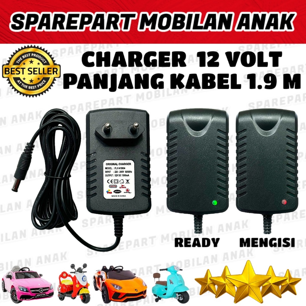 Jual CAS ADAPTOR CHARGER MOBIL MAINAN AKI ANAK 12 VOLT CASSAN MONIKA RC ...