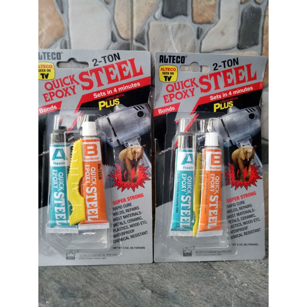 Jual LEM ALTECO 2 TON QUICK EPOXY STEEL 56.7Gr ORIGINAL | Shopee Indonesia
