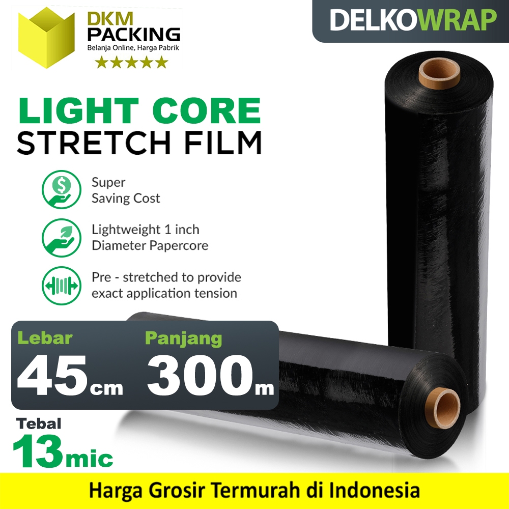 Jual Plastik Wrapping Premium LIGHTCORE Stretch Film Hitam 45cm x 300m ...