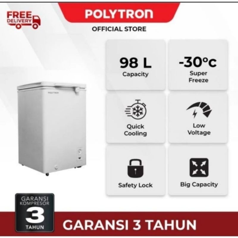Jual POLYTRON Chest Freezer 100 Liter PCF 118 Freezer Box Polytron 100L ...