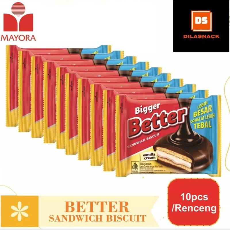 Jual Biskuit Better Bigger isi 10 sachet beter coklat vanila cream ...