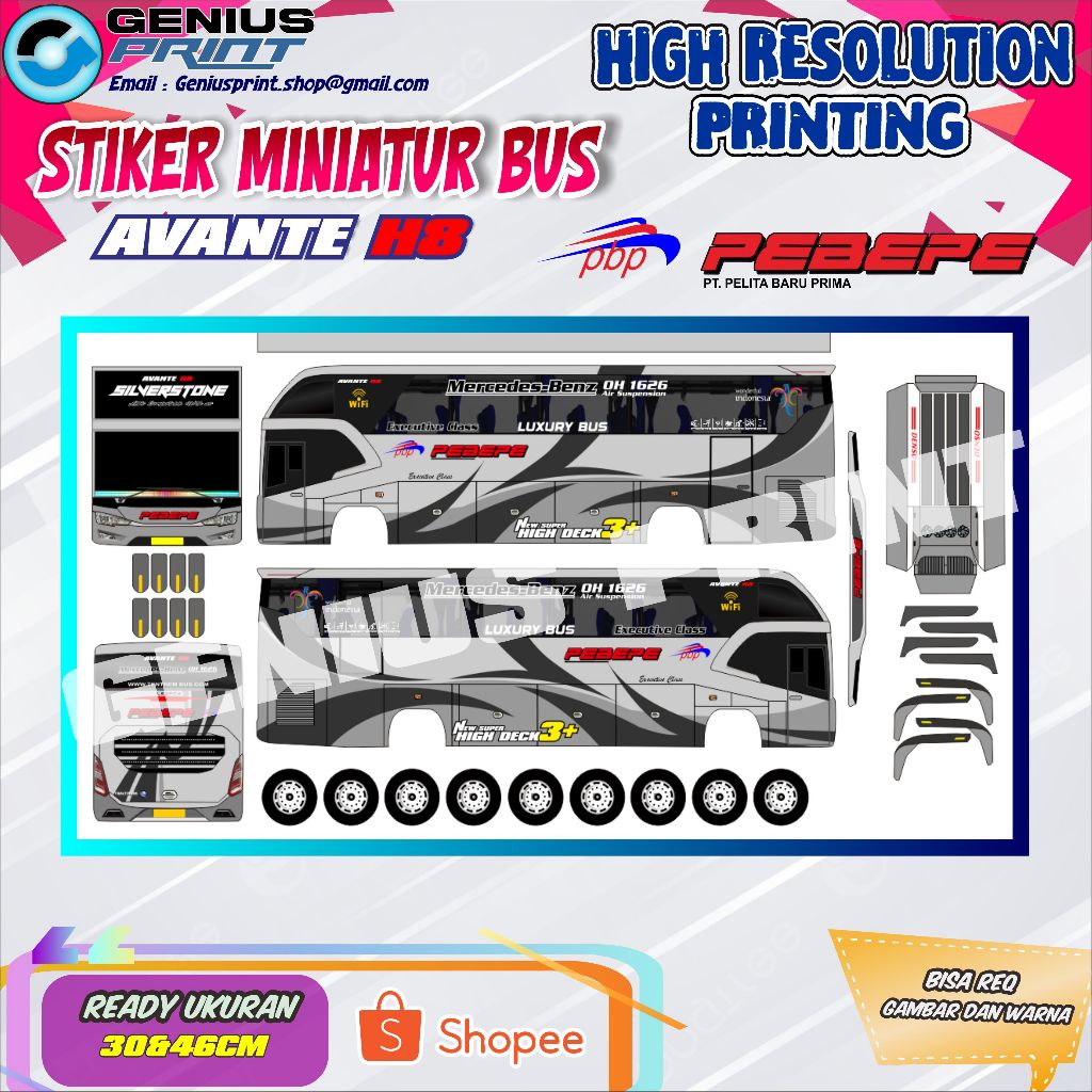Jual Stiker Miniatur Bus Avante H8 Livery Duane Putra | MGI | Exindo 57 ...
