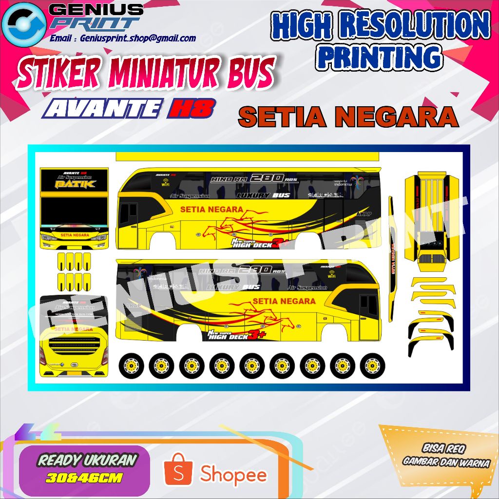 Jual Stiker Miniatur Bus Avante H8 Livery Duane Putra | MGI | Exindo 57 ...