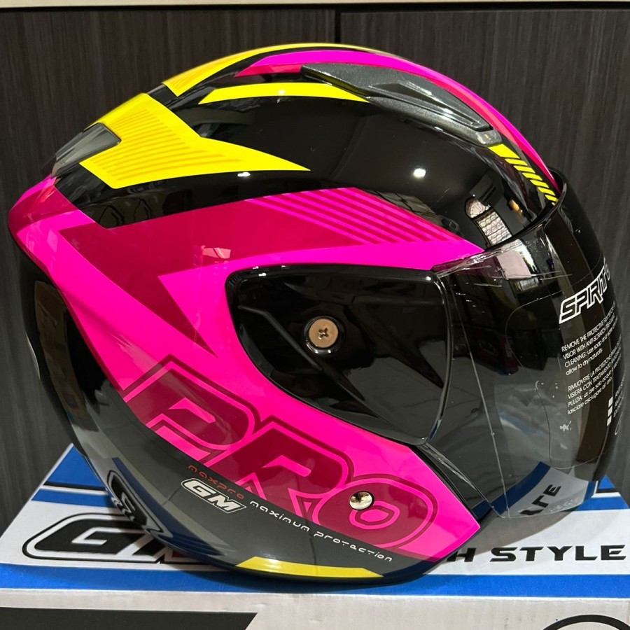 Jual GM Stylo Max Pro - Black Pink HELM HALF FACE | Shopee Indonesia