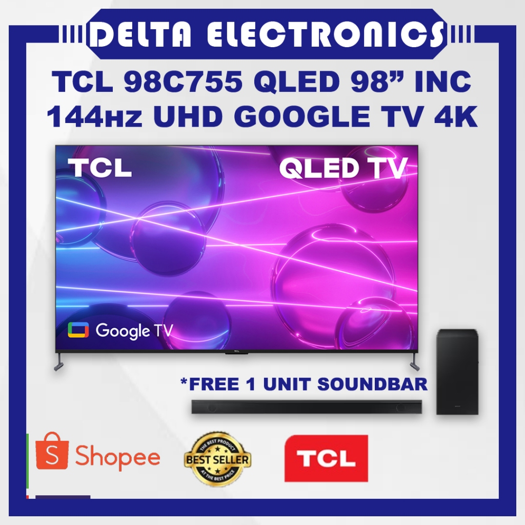 Jual TCL 98C755 QLED TV 98 inc C755 GOOGLE TV MINI LED 144hz 4K UHD | Shopee Indonesia