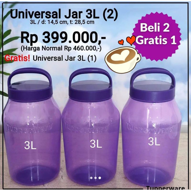 Jual PROMO!!! TUPPERWARE UNIVERSAL JAR 3 LITER ( BELI 2 GRATIS 1 ...