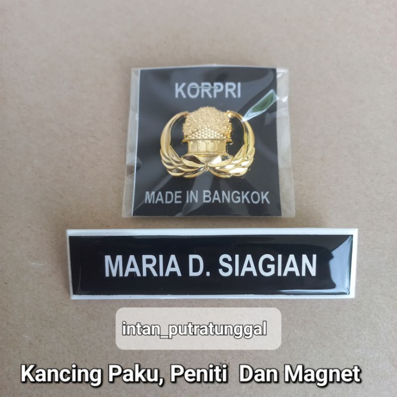 Jual Papan Nama PDH Lapis Resin + Pin Korpri Bangkok, Kancing Paku ...