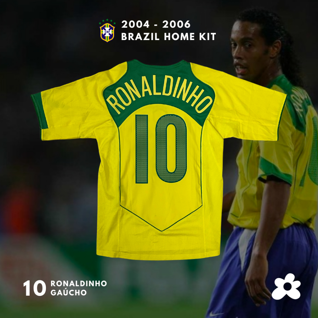 Jual Jersey Original Brazil Home Kit 2004 - 2006 #10 Ronaldinho Gaucho ...