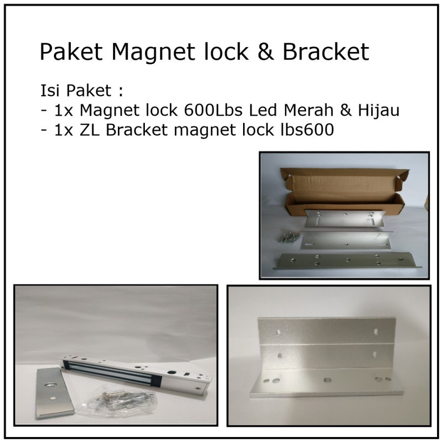 Jual Paket Magnetic Lock MLock 600Lbs + ZL Bracket 600Lbs 280Kg ...