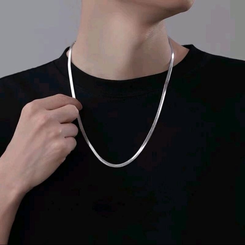 Jual Kalung Titanium Pria Wanita Bahan Anti Karat Model Plat Pipih Emas ...