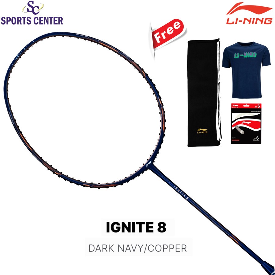 Jual New Full Set Raket Badminton Lining Ignite 8 Dark Navy / Cooper ...