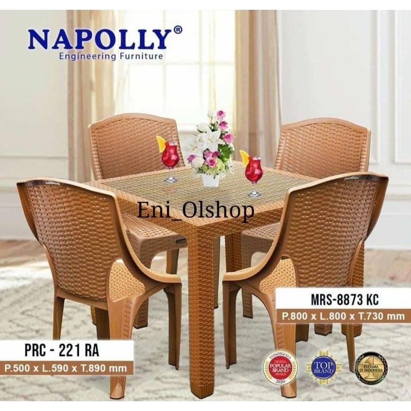 Jual 1 SET MEJA dan KURSI NAPOLLY, 4 KURSI, 1 SET MEJA PLASTIK, KURSI ...