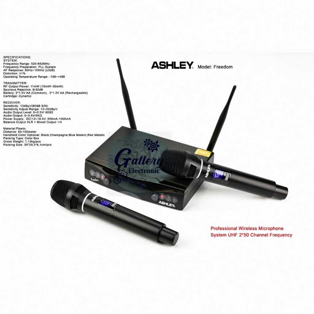 Jual Mic ASHLEY / Microphone Wireless ASHLEY FREEDOM 2 Mic Original ...