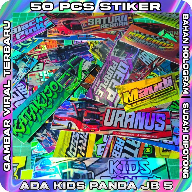 Jual 50 Pcs STICKER BUS BASURI PANJANG HOLOGRAM | Shopee Indonesia