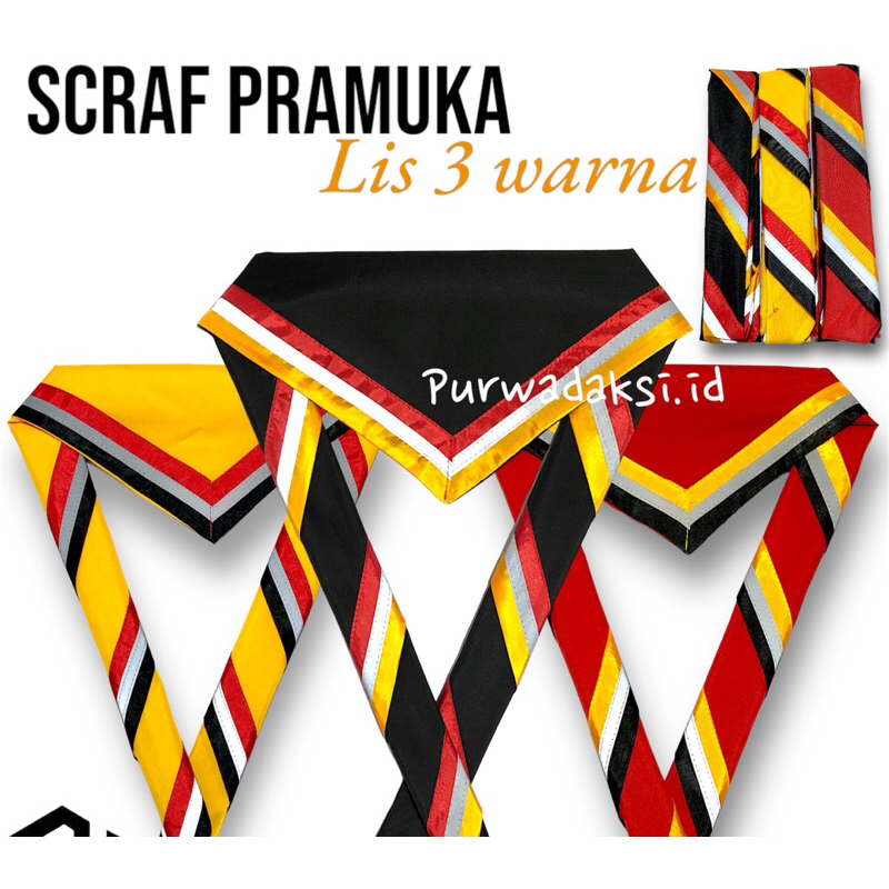 Jual SCRAF PRAMUKA KOMBINASI 3 WARNA LIS MENYALA / SCRAFT PRAMUKA LIS ...