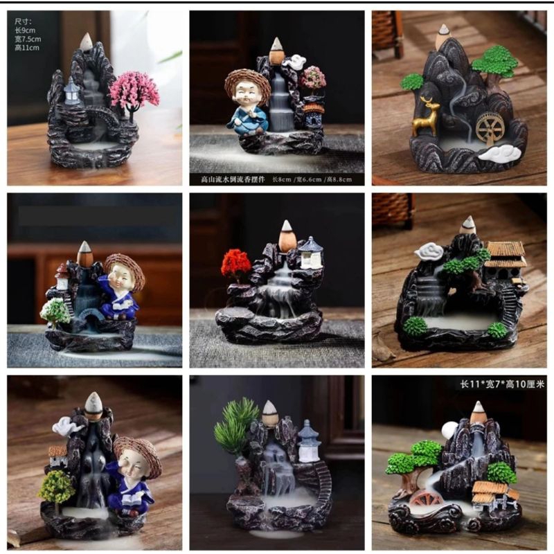 Jual Tempat Dupa / Hio Keramik Dupa Peluru Air Terjun Asap Bawah Motif ...