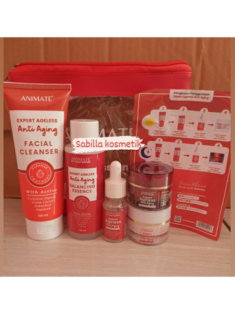 Jual PAKET ANTI AGING 5IN1 ANIMATE (MERAH) FREE POUCH | Shopee Indonesia