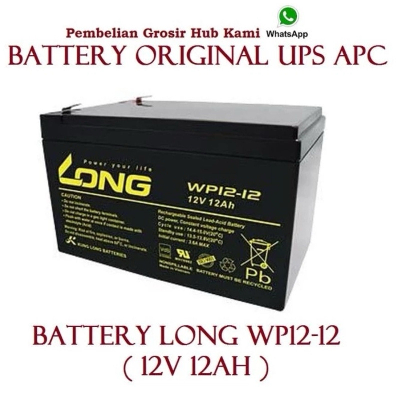 Jual Battery LONG WP12-12A 12V 12Ah KUNG LONG Baterai Ups WP 12-12 A 12 ...