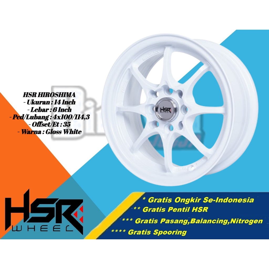 Jual Velg Mobil Ring 14 HSR HIROSHIMA R14 Pcd 4x100 4x114,3 Untuk Wuling Air Ev Brio Agya Ayla ...