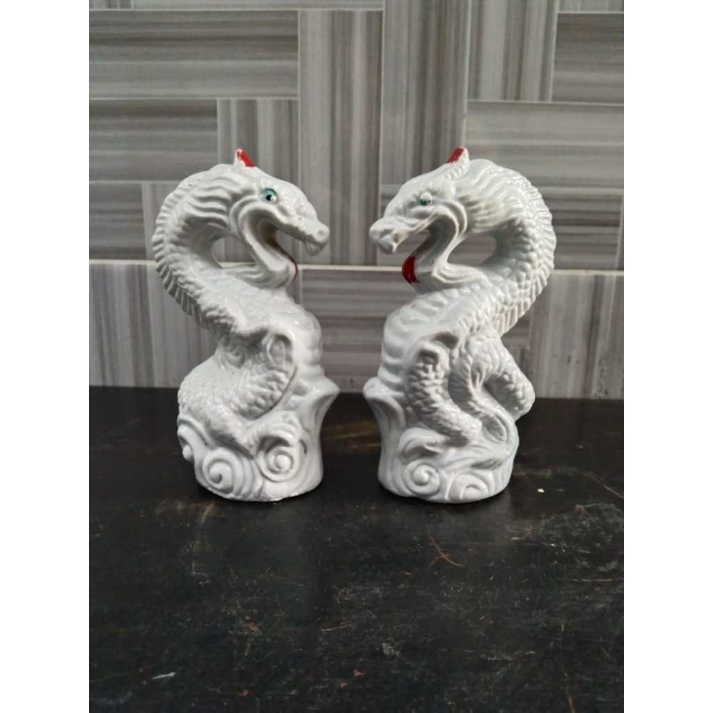 Jual Patung Keramik Naga Putih Sepasang Kuno Jadul Antik | Shopee Indonesia